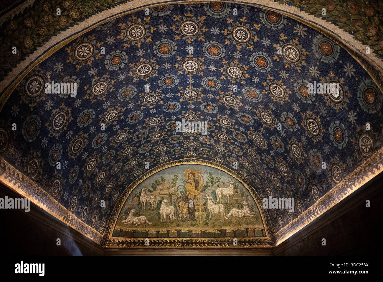 RAVENNA, ITALY: Architecture and details of the mosaics of the Mausoleo ...