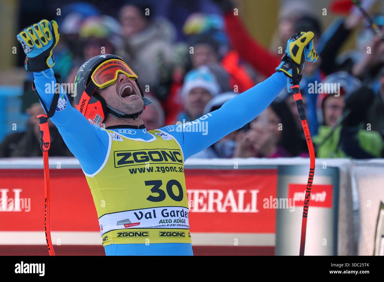 Italy's Christof Innerhofer at the finish area of an alpine ski, men's ...