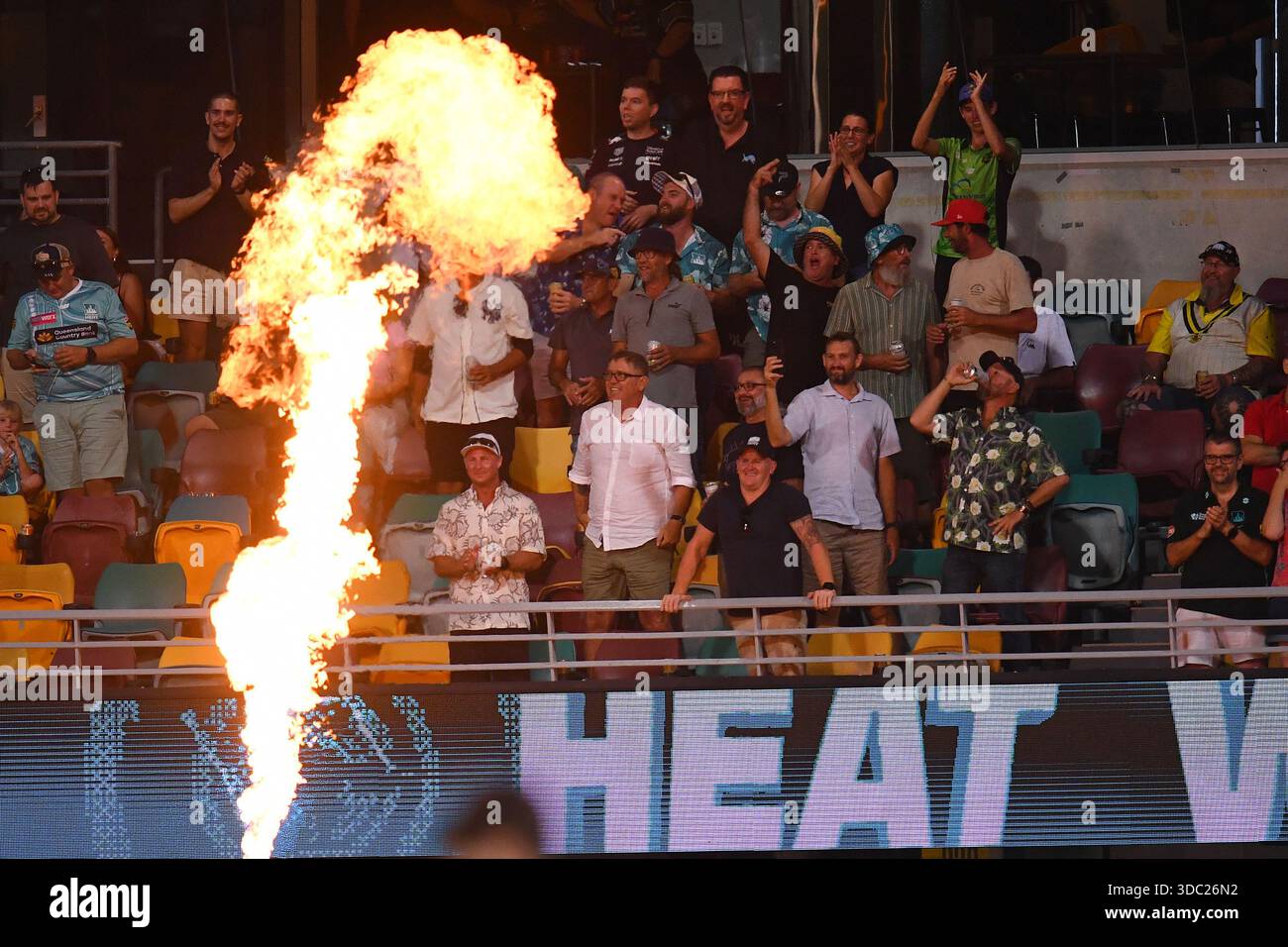 Heat fans celebrate winng the BBL match between the Brisbane Heat and ...