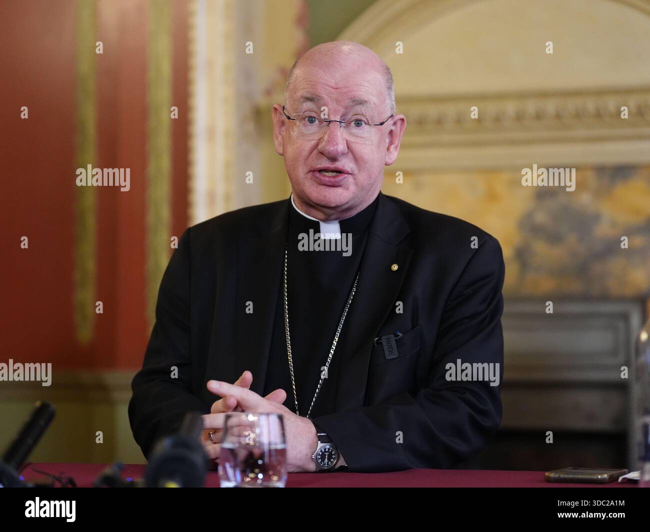 Bishop Richard Moth speaking during a press conference announcing him ...