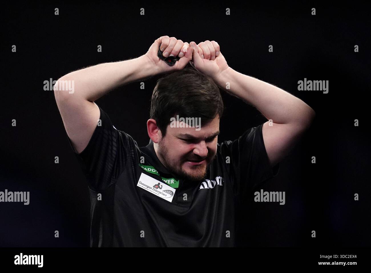England's Matthew Dennant reacts during his match against Netherland's ...
