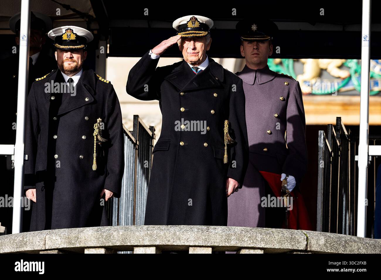 Dartmouth, UK. 19th Dec. HRH King Charles pictured at the passing out ...