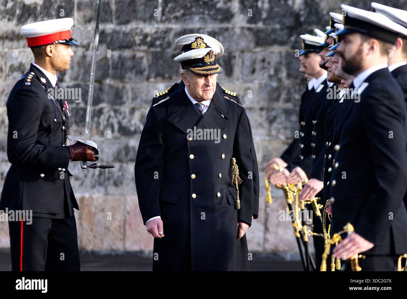 Dartmouth, UK. 19th Dec. HRH King Charles pictured at the passing out ...