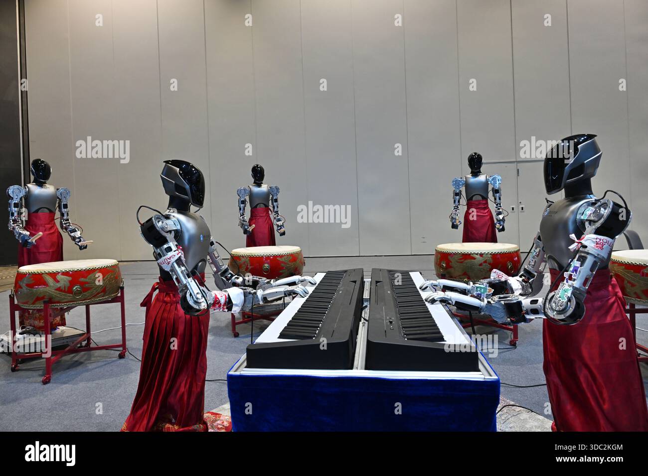 The robots playing music at the Hong Kong AI Art Festival on December ...