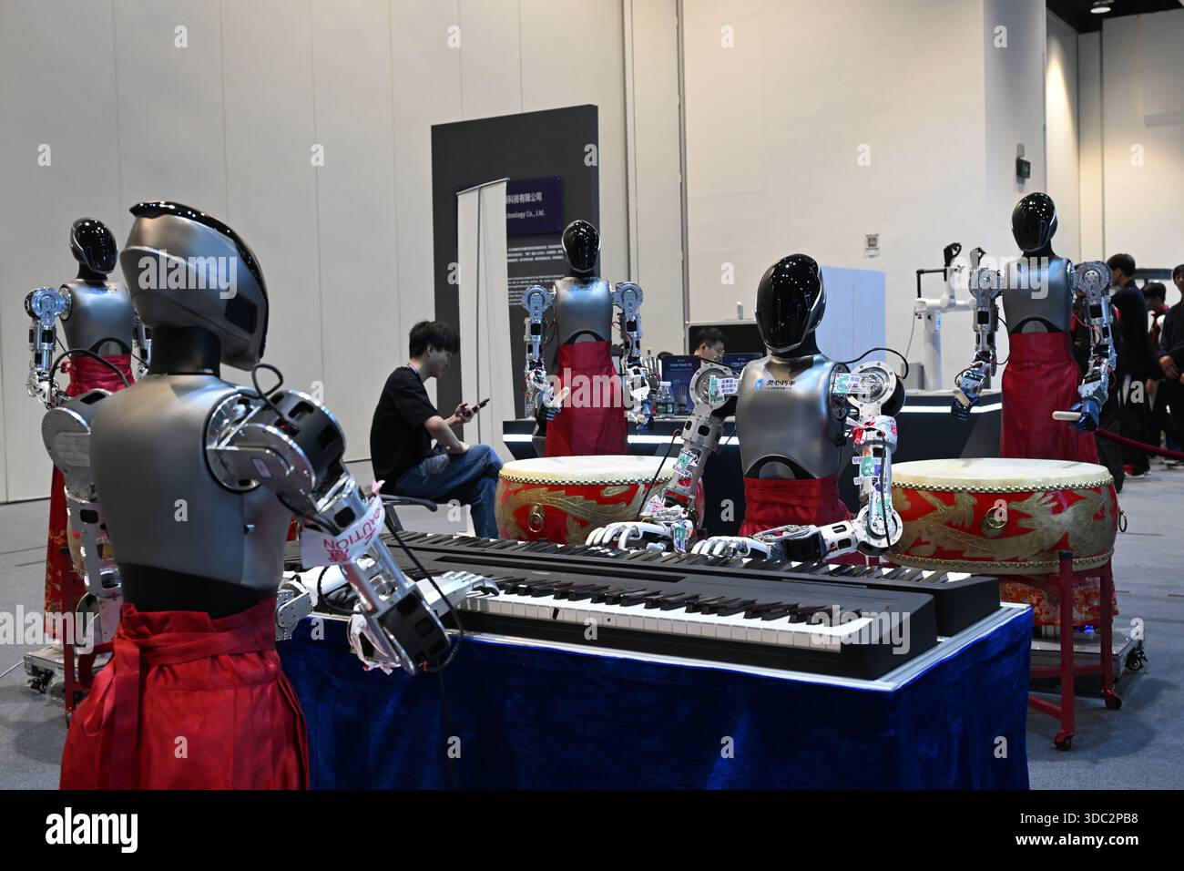 The robots playing music at the Hong Kong AI Art Festival on December ...