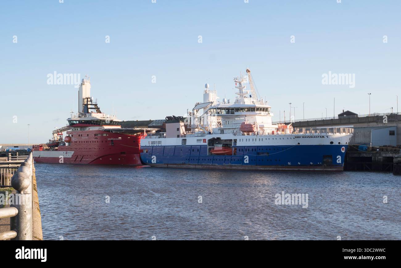 The Walk-to-Work vessel Bibby Wavemaster 1 berthed in the Port of ...