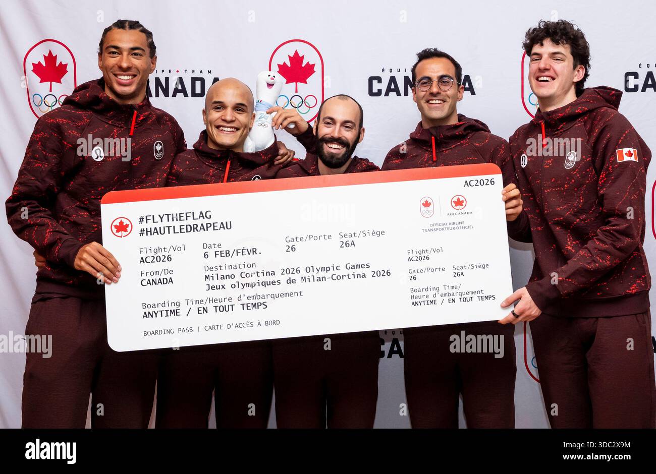 William Dandjinou, left to right, Jordan Pierre-Gilles, Steven Dubois, Maxime Laoun, and Felix ...