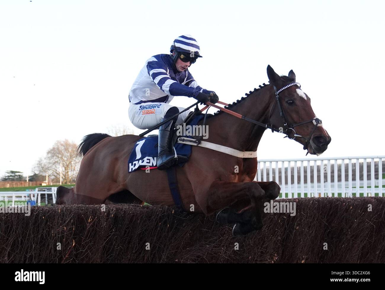 Steel Ally ridden by Dylan Johnston on the way to winning the Howden Noel Novices' Chase at ...