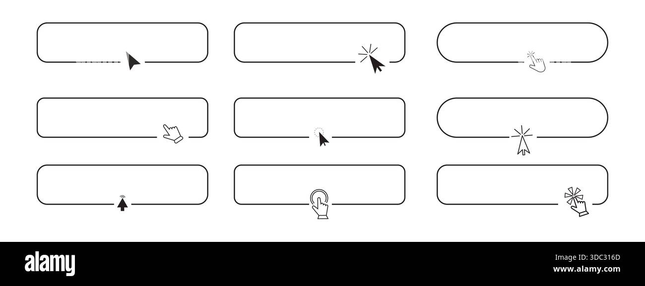 Register now line frame border with arrow, mouse pointer, Set Button ...