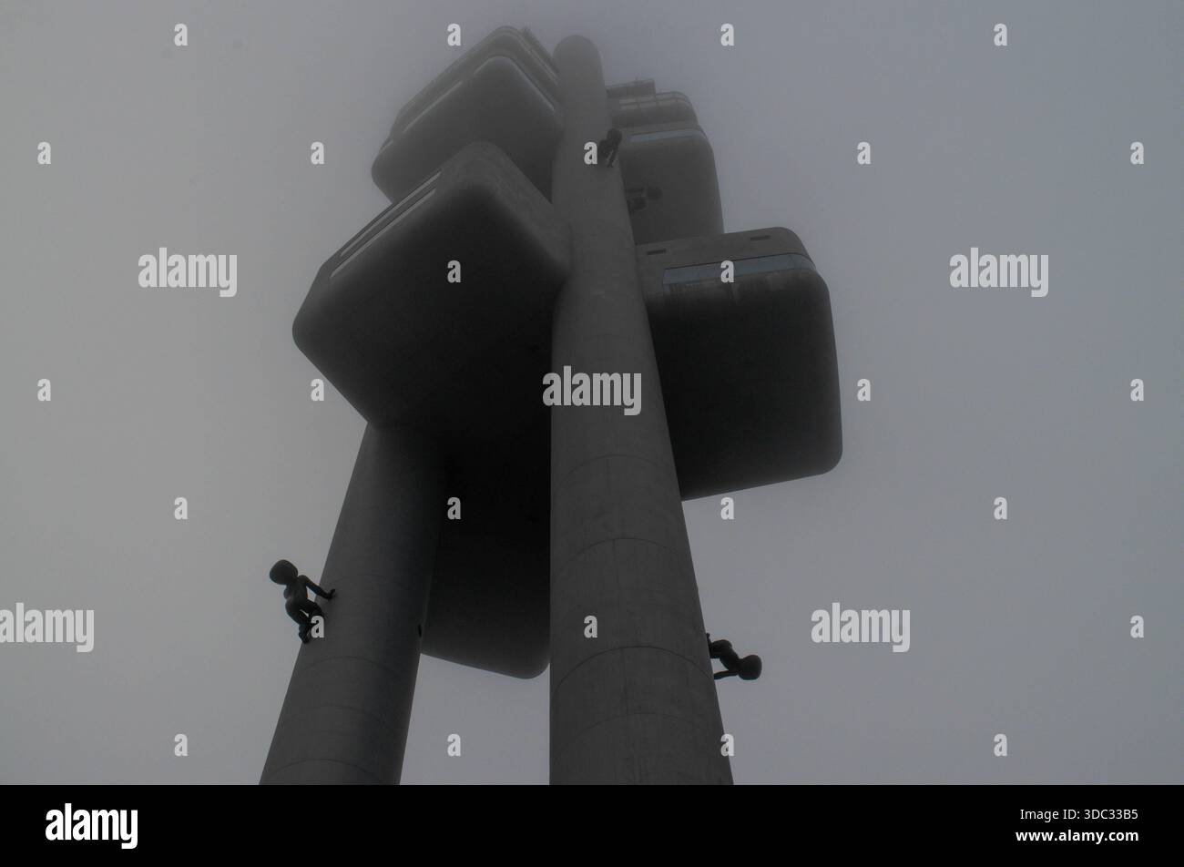 Babies on the Žižkov TV tower by artist David Černý Prague, Czech Republic. Photo by Denis ...