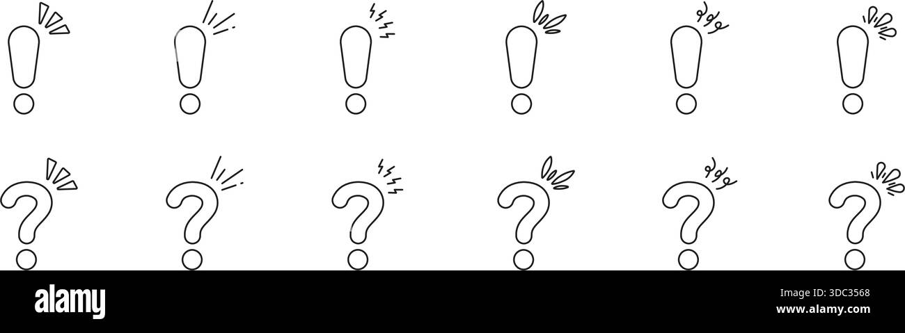 Question And Exclamation Marks Line Icon Set. Inquiry And Emphasis ...