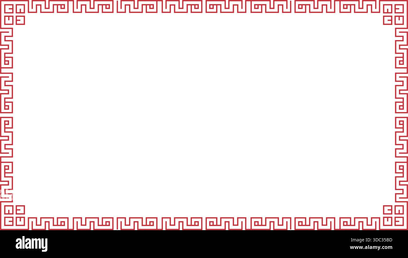 Red Greek Key Border Pattern. Traditional Meander Design Outline ...