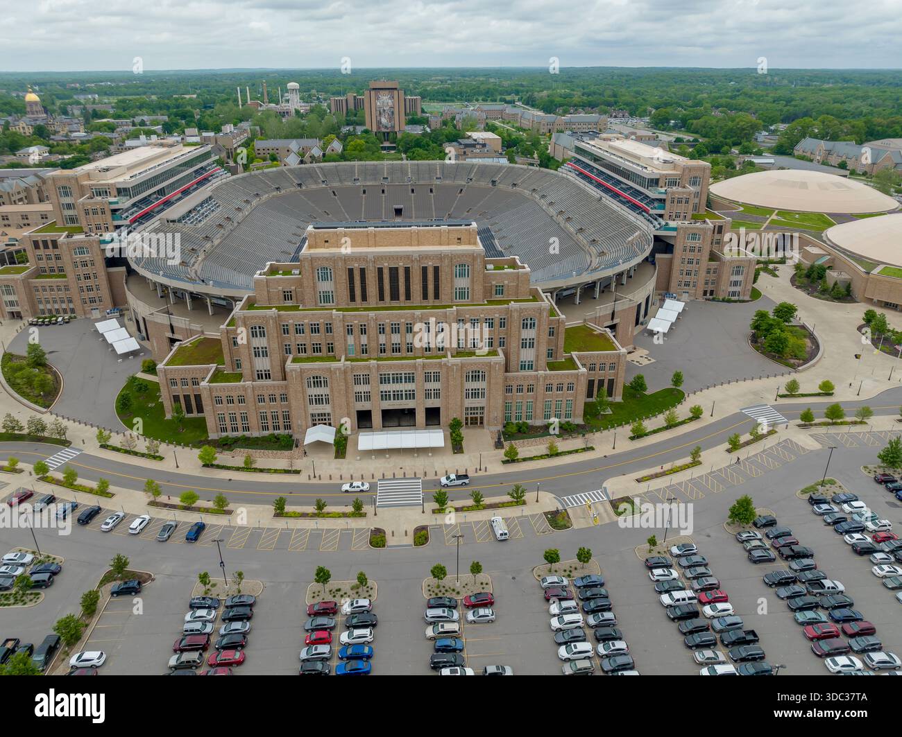 Aerial view of Notre Dame Stadium representing the University of Notre ...