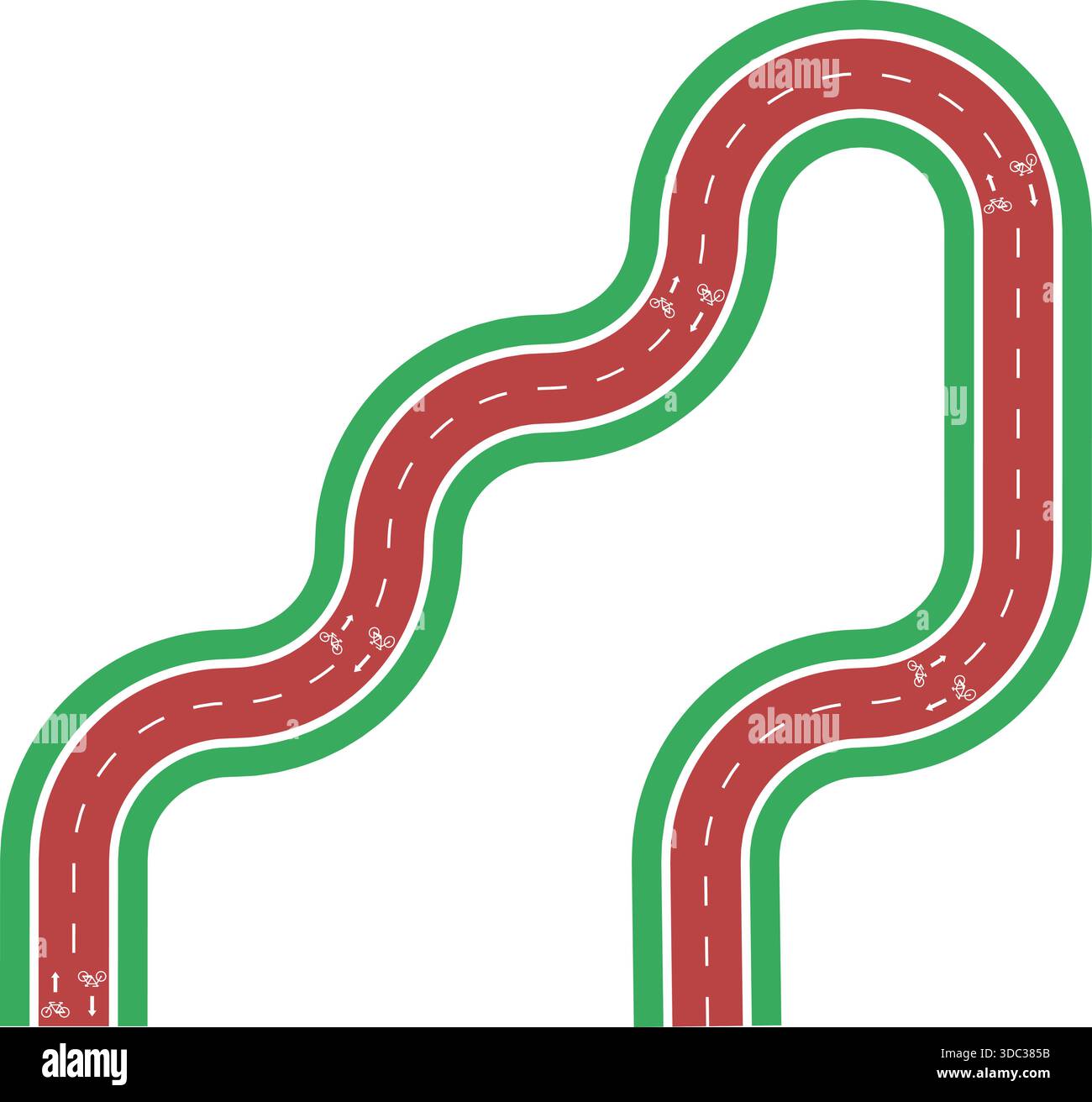 Vector element illustrating a diagonal cycling path arranged as a maze ...