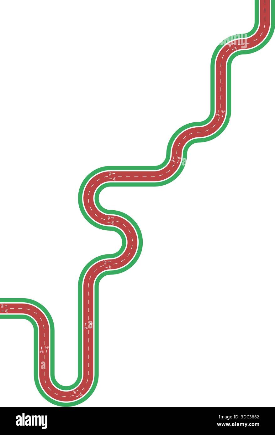 Vector element depicting a square maze bike lane using rounded wave ...