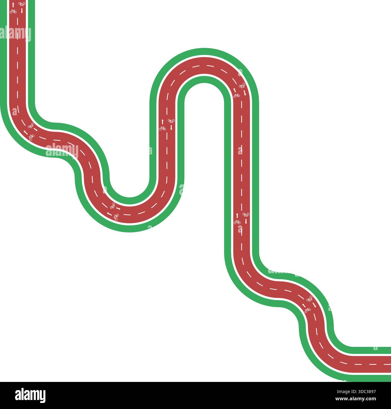 Vector element presenting a linear maze inspired bike lane path with ...