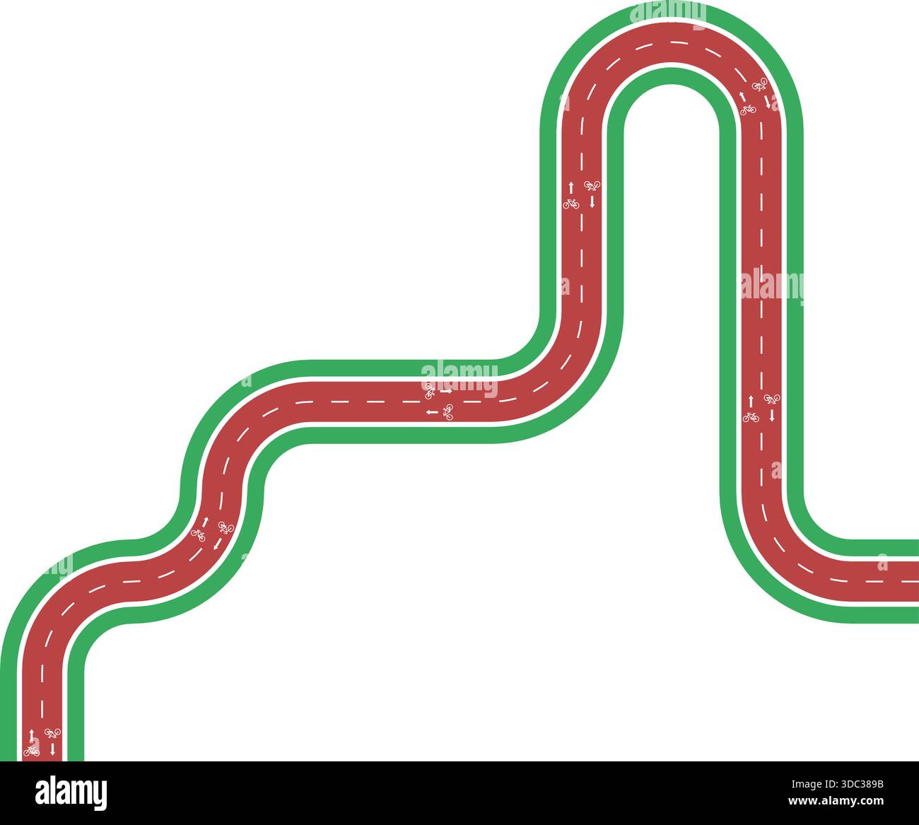 Vector element depicting an irregular cycling path shaped by rounded ...