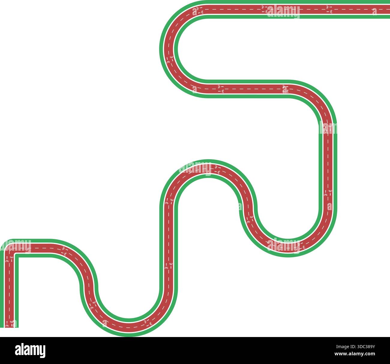 Vector element showing a two way bike lane path with zigzag flow ...