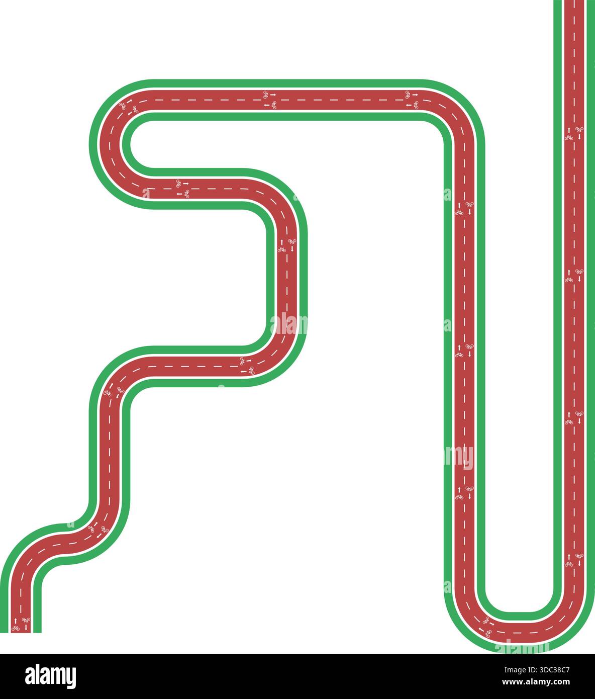 Vector element showing an irregular rounded bike lane path with smooth ...