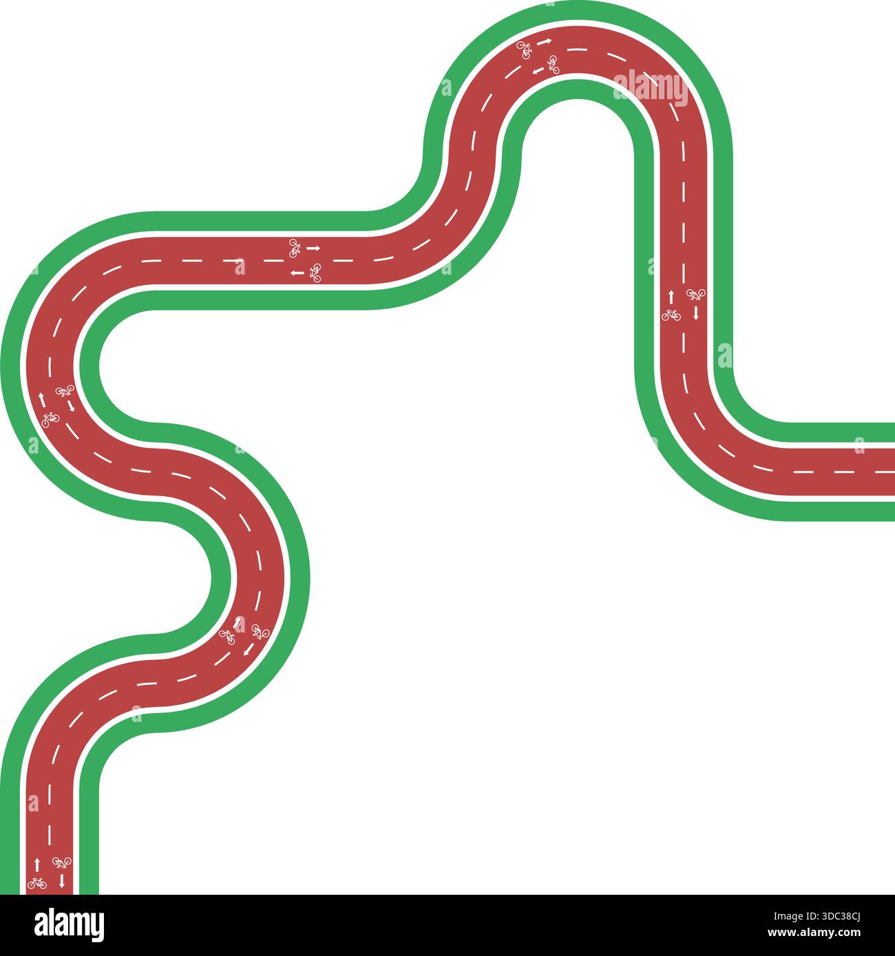 Vector element showing a linear bike lane path formed by a single ...
