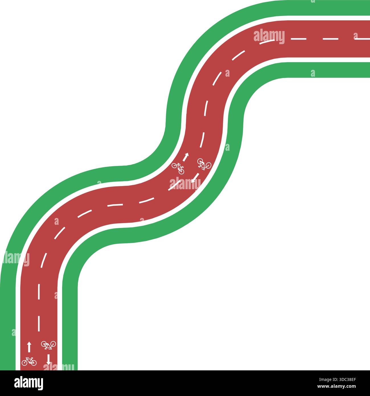 Vector element depicting a maze style two way cycling path with grassy ...