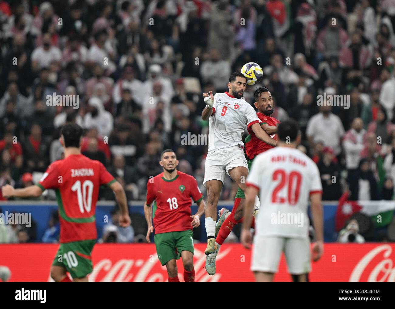 Doha, Qatar. December 18 2025: Morocco and Jordan football players on ...