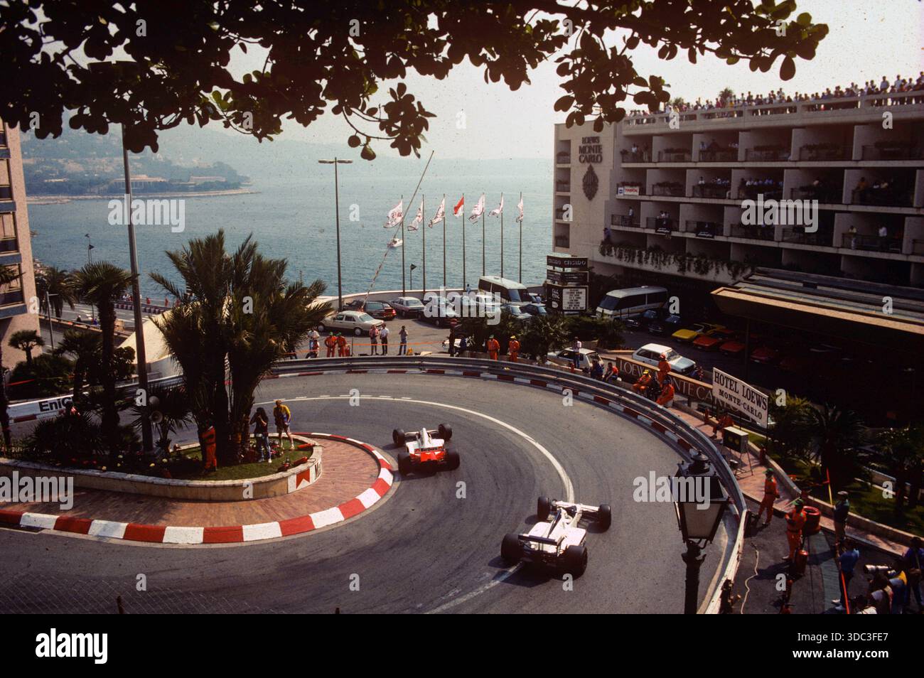 Nigel Mansell in the Marlboro McLaren car rear view scenic of the Loews ...