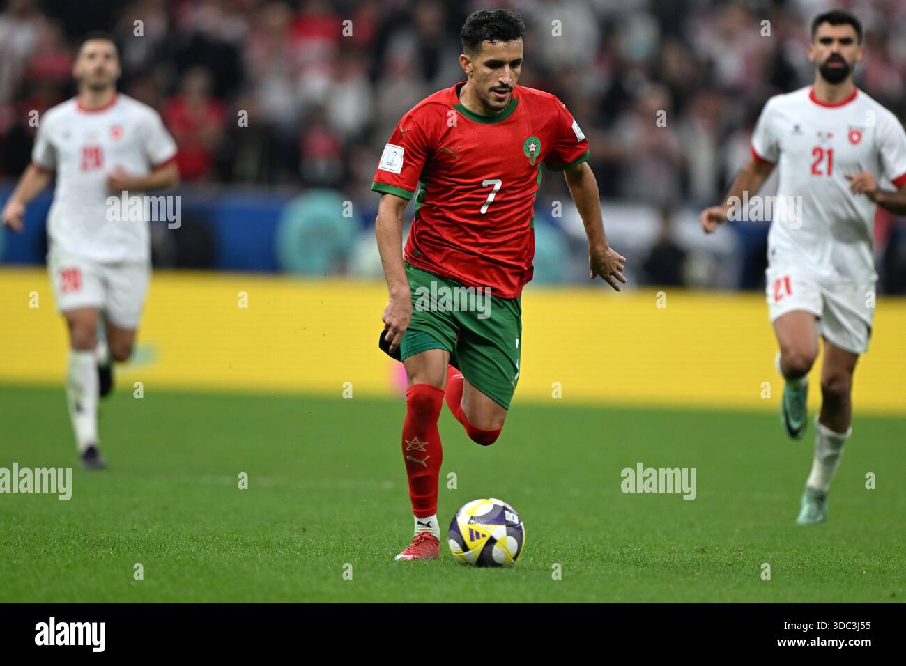 Doha, Qatar. December 18 2025: Morocco and Jordan football players on ...