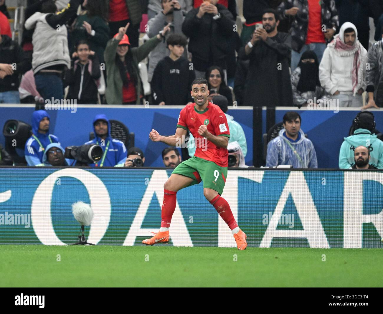 Doha, Qatar. December 18 2025: Morocco and Jordan football players on ...