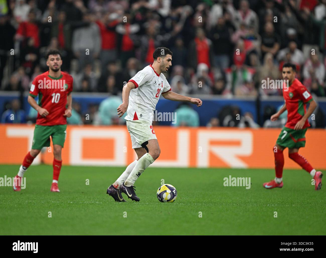 Doha, Qatar. December 18 2025: Morocco and Jordan football players on ...