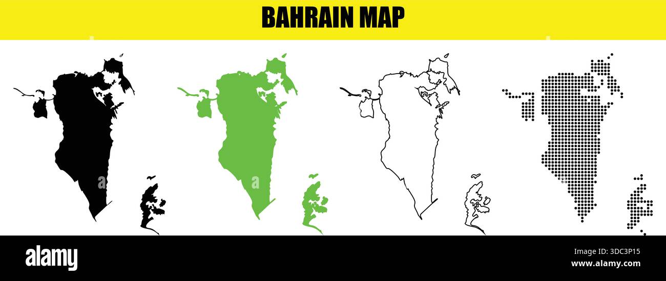Collection of bahrain map illustrations in various styles including ...