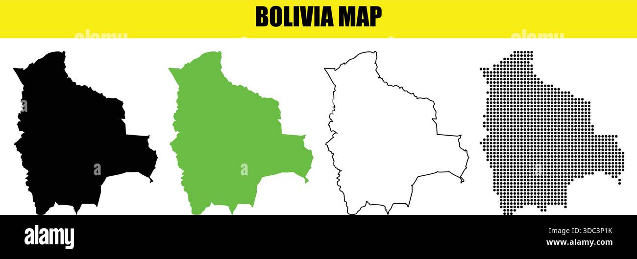 Bolivia map outline graphic illustration in four different styles ...