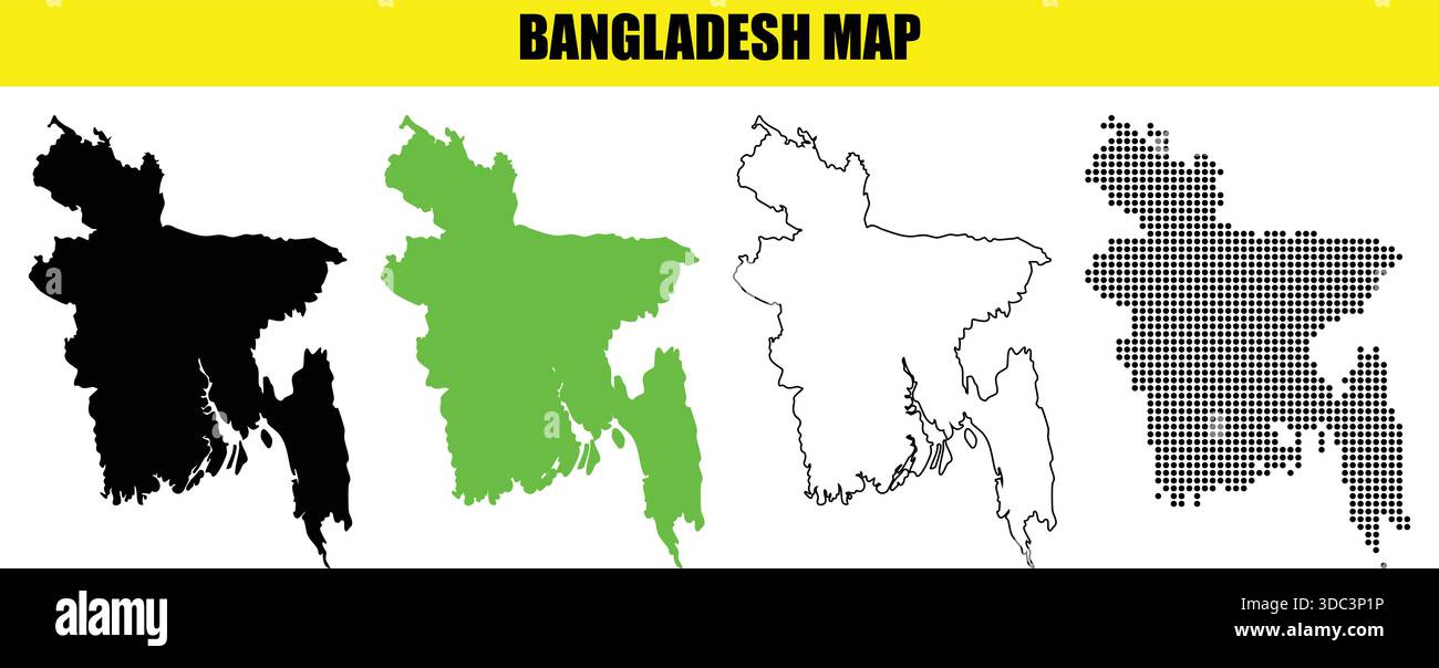 Collection of bangladesh maps in various graphic styles including ...
