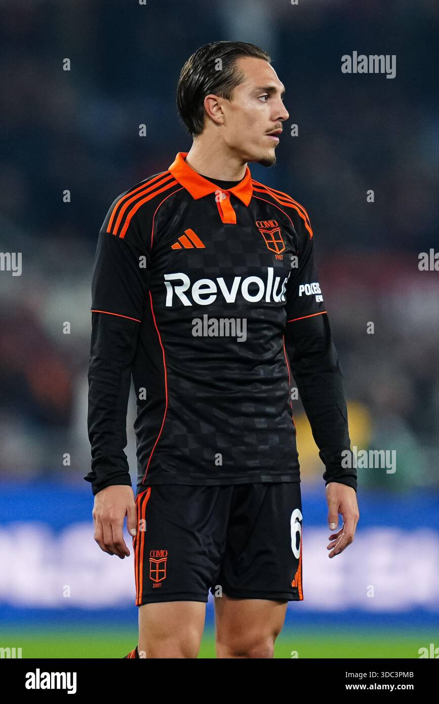 Maxence Caqueret of Como 1907 looks on during the Serie A Enilive match ...