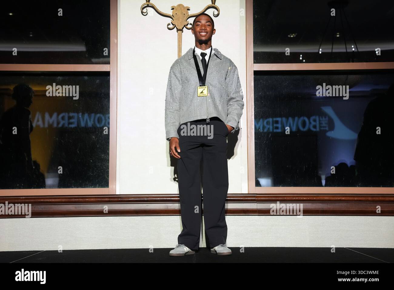 Jordan Anthony of Arkansas poses during the Bowerman Award Presentation ...