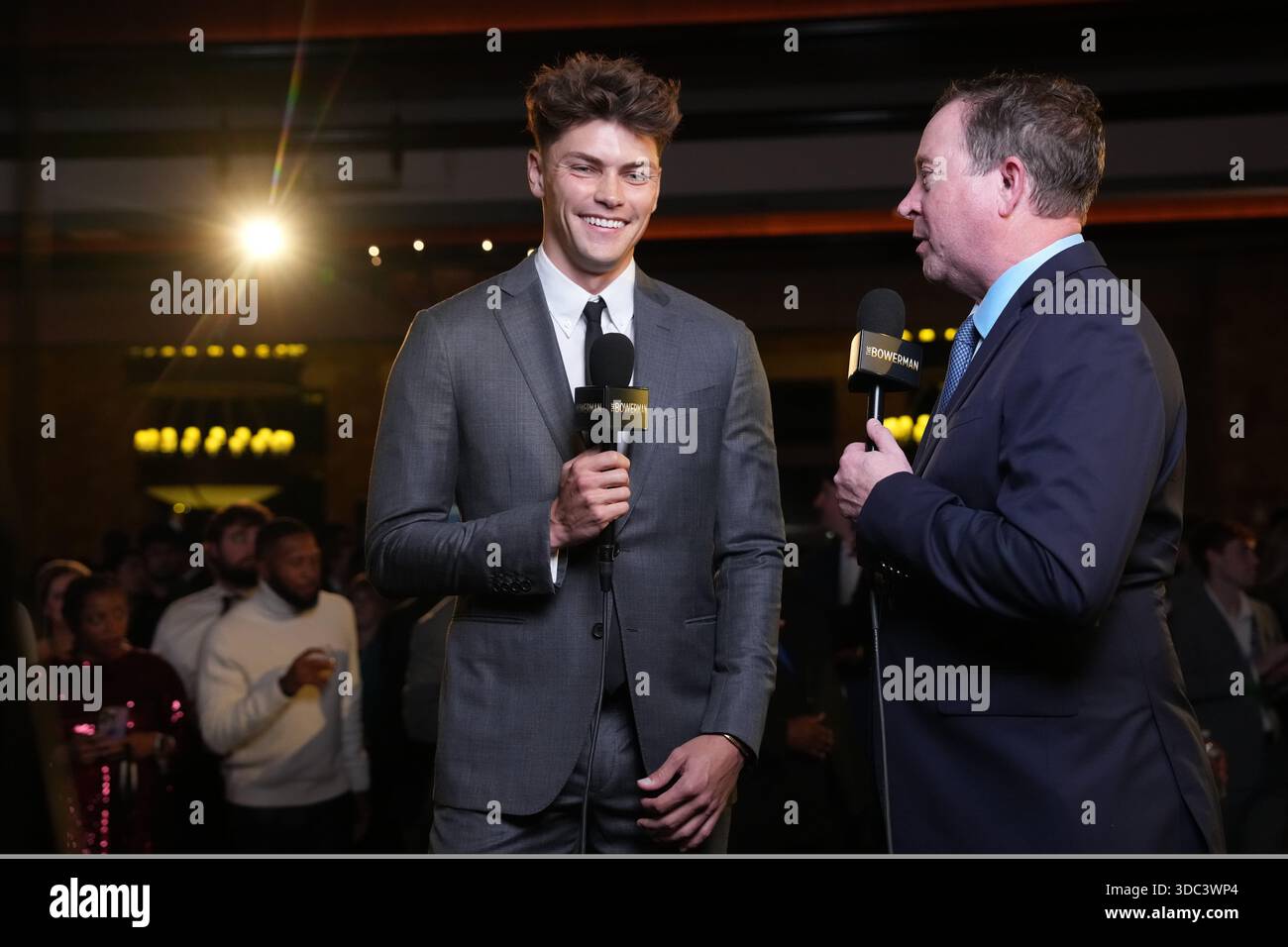 Trey Cunningham (left) and Paul Swangard during the Bowerman Award ...