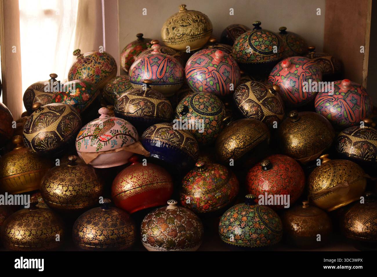 Paper mache spheres are seen during the production of paper mache ...