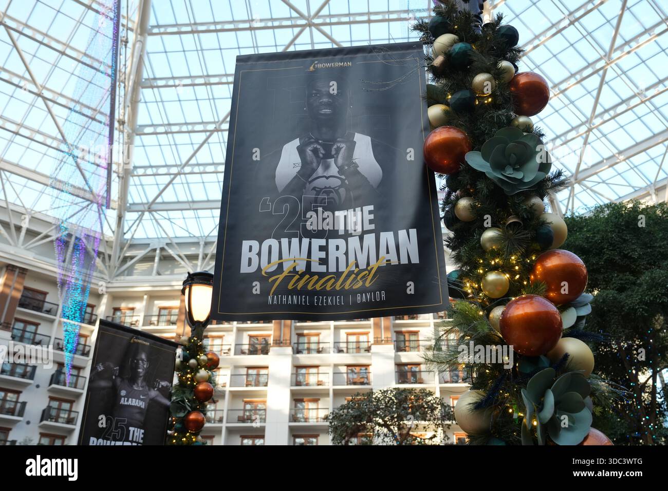 A banner of Bowerman Award finalist Nathaniel Ezekiel of Auburn at the ...