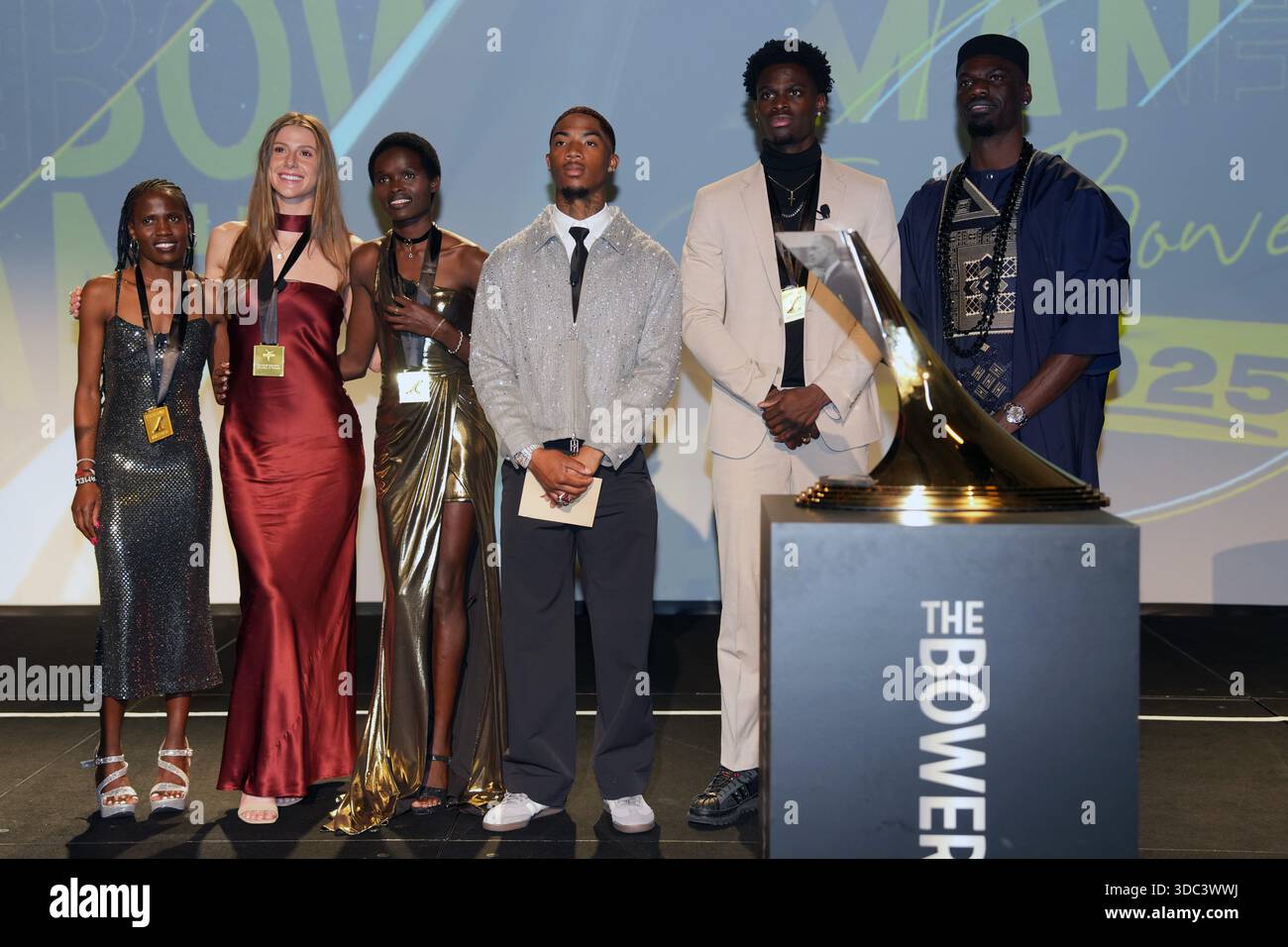 Bowerman Award women's and men's finalist pose during the Bowerman ...