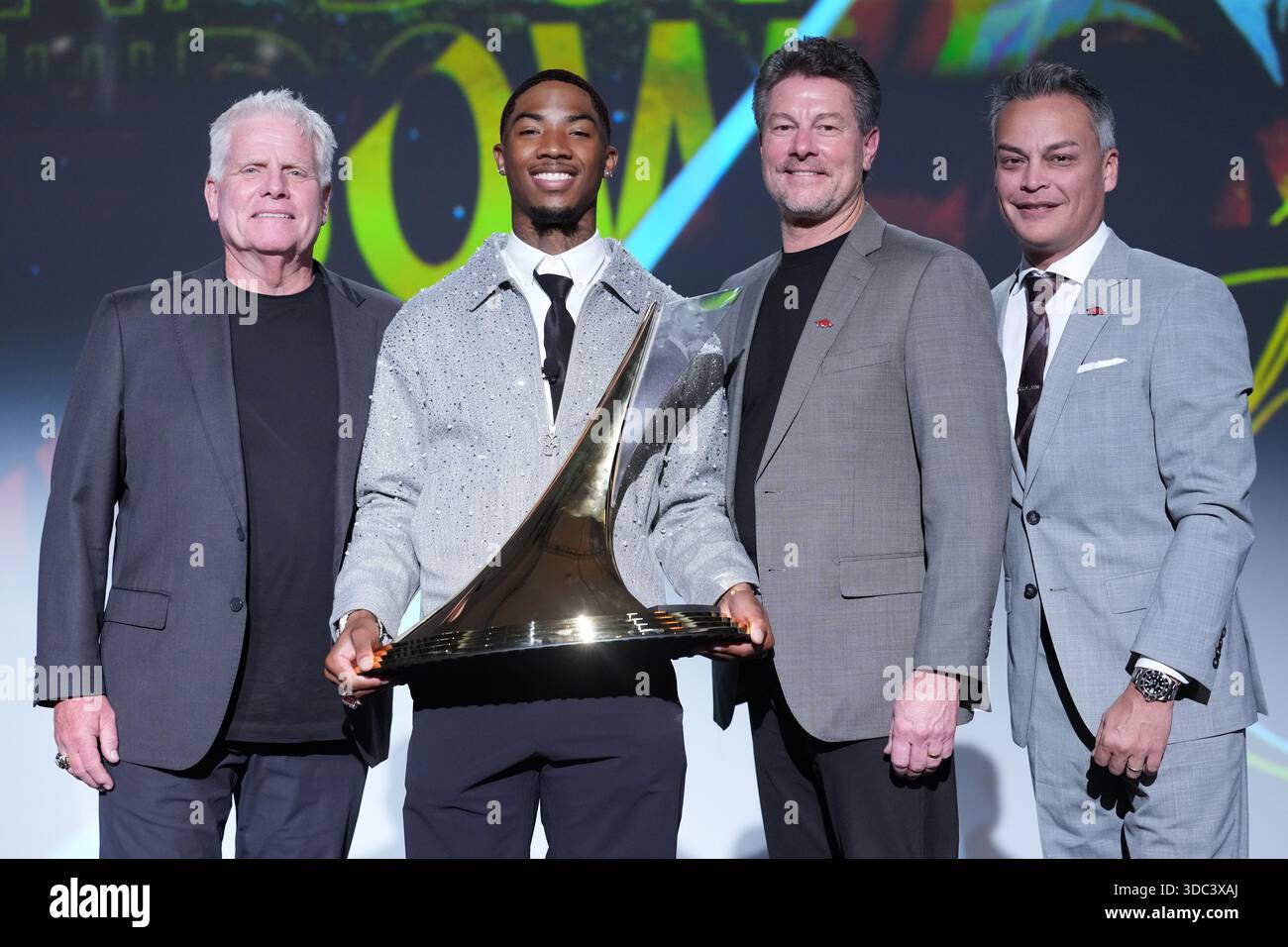 Jordan Anthony of Arkansas (second from left) poses with Arkansas ...