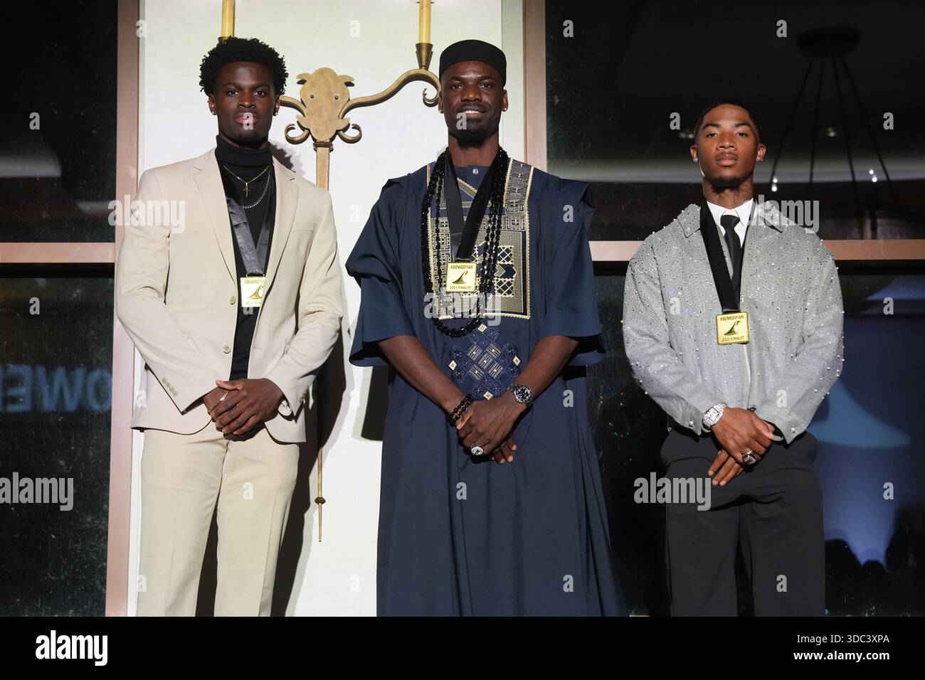 Bowerman Award finalists Ja'Kobe Tharp of Auburn (center), Nathaniel ...