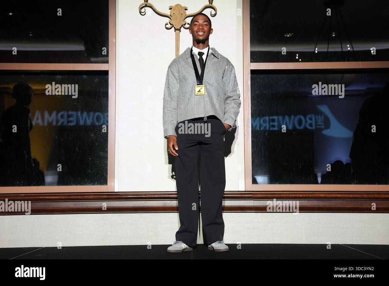 Jordan Anthony of Arkansas poses during the Bowerman Award Presentation ...
