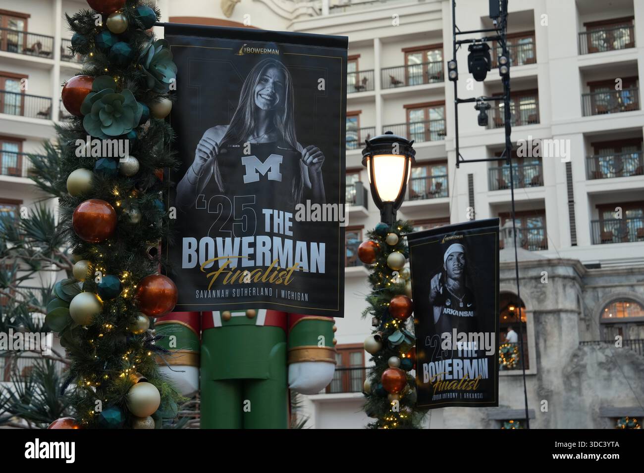 Banners of Bowerman Award finalists Savannah Sutherland of Michigan and ...