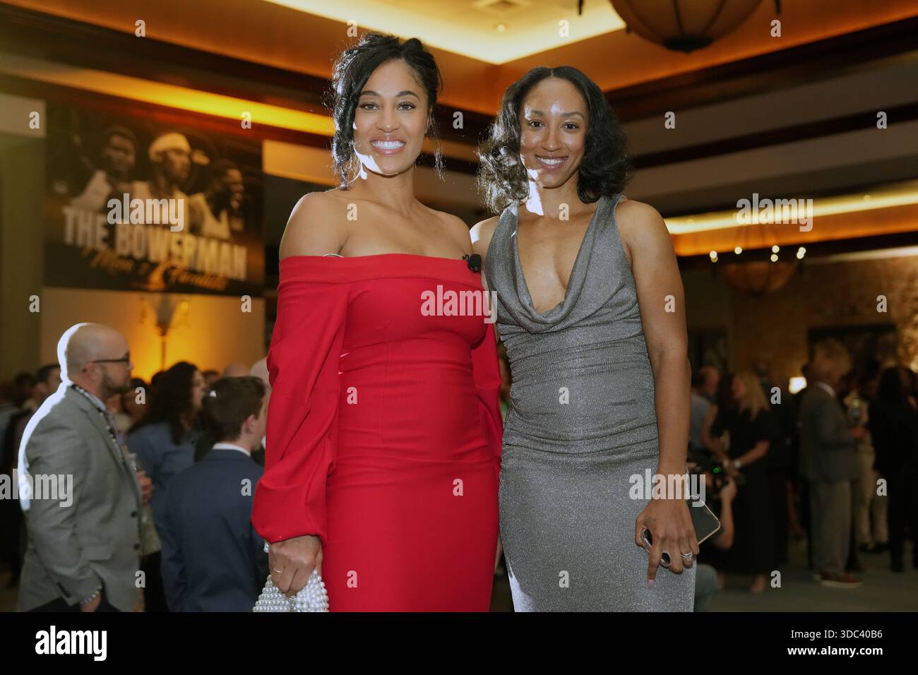 Queen Harrison-Claye (left) and Brianna Rollins-McNeal pose during the ...