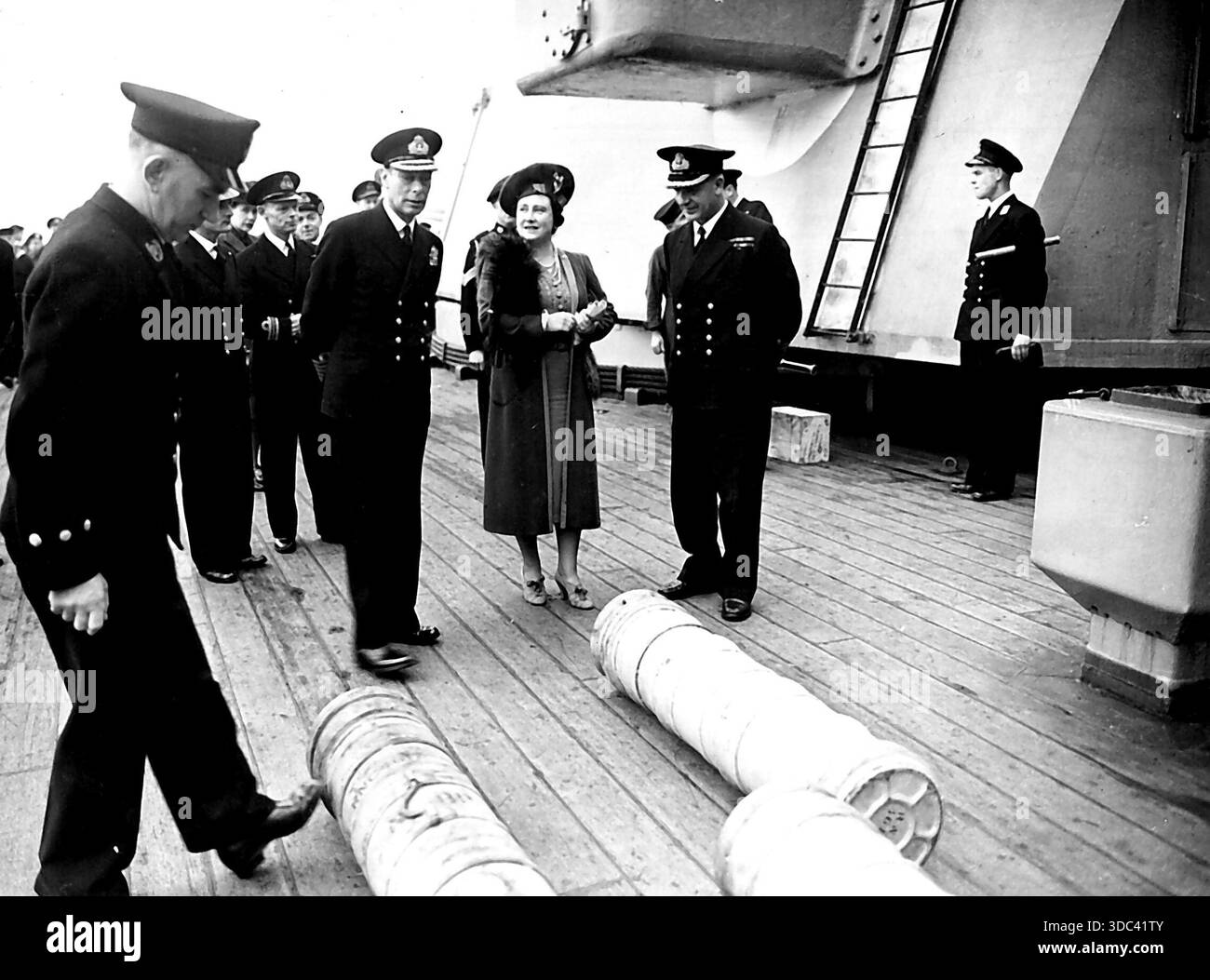 Royal Visit to Famous British Battleship - The King and Queen with the ...