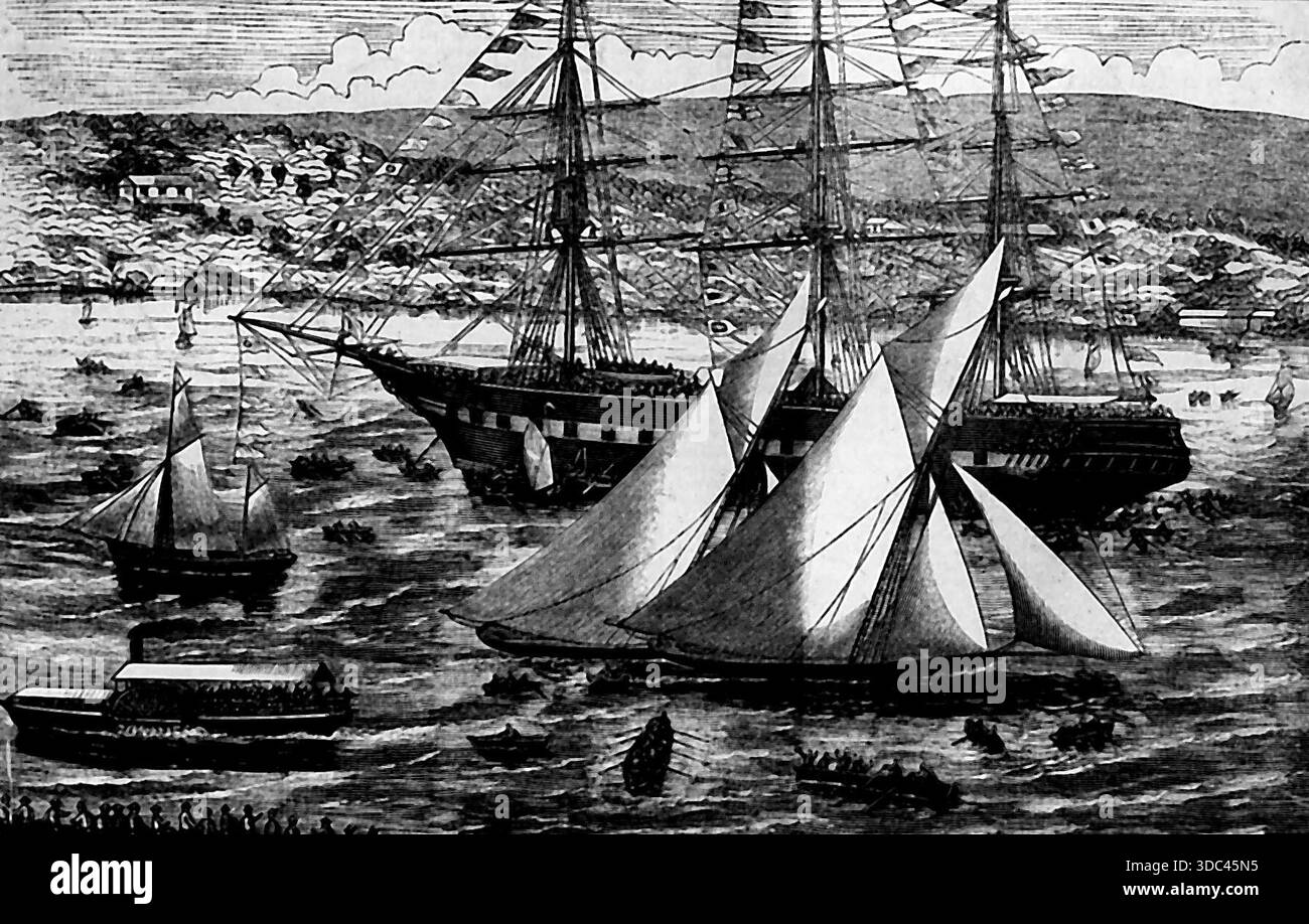 The late Yacht Race The Magic and Mistral rounding the flagship the ...