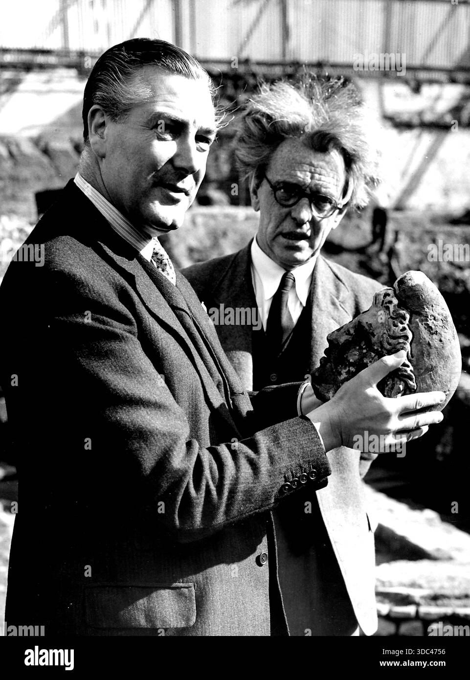 Minister Visits Site Of Roman Temple -- Sir David Eccles with Mr ...