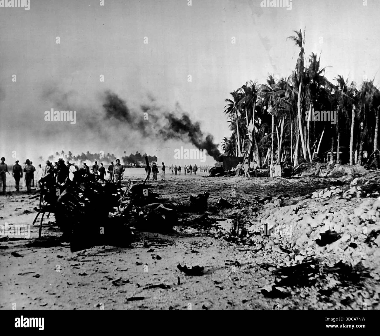 The Japs Strike Back At Funafuti - Wreckage of a B-24 U.S. Bomber is ...