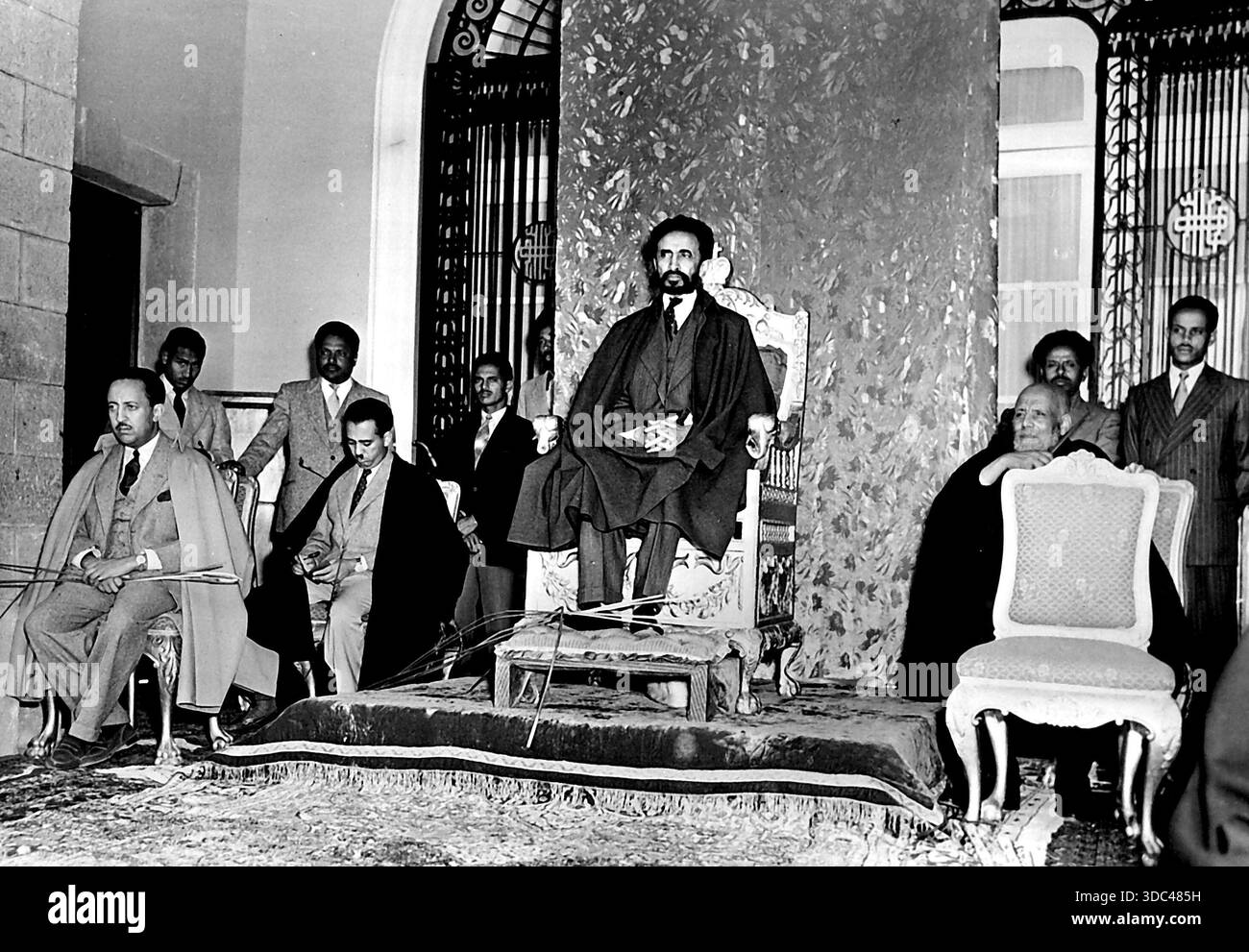 The Emperor of Ethiopia, Halie SelassieSeated on his throne, during ...