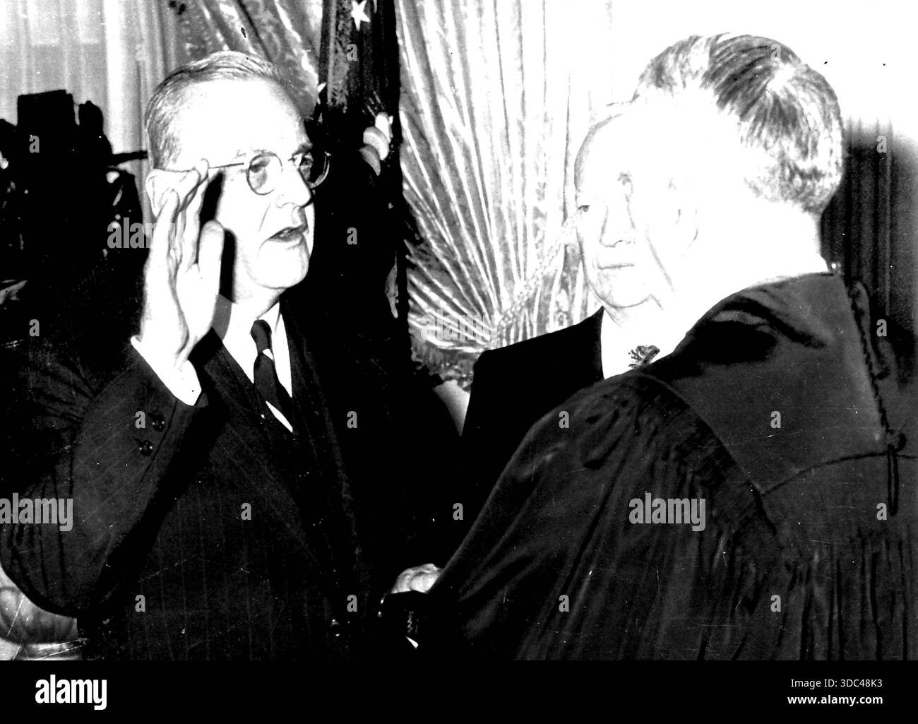 Dulles Sworn In -- John Foster Dulles (left) today is sworn in as ...